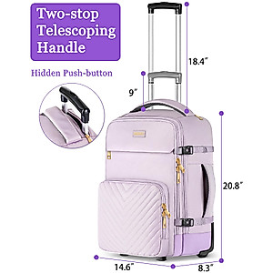 DEEGO Rolling Backpack for Women, 17.3 inch Travel Backpack with Wheels for Adult, Large Wheeled Backpack with Toiletry Bag, College Roller Travel Backpack Carry on Luggage for Work Business, Purple