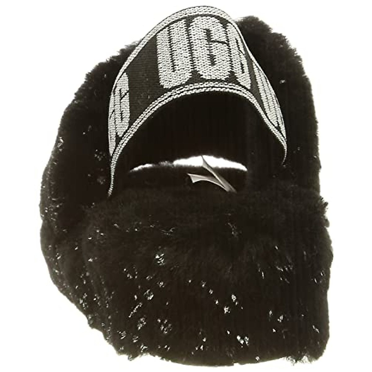 UGG Women's Fluff Yeah Metallic Sparkle Slipper, Black, 8