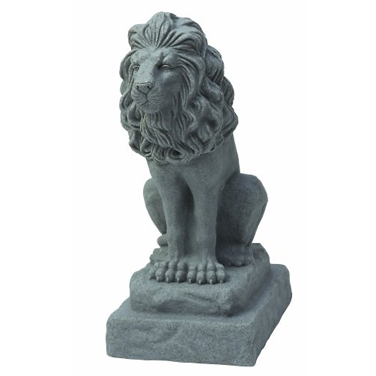 EMSCO Group Guardian Lion Statue – Natural Granite Appearance – Made of Resin – Lightweight – 28” Height