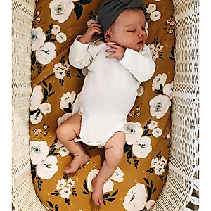 Moses Basket Baby Sheet Bassinet Set 2 Pack Sheet Cradle Fit for Halo Bassinet Swivel Sleeper Fitted Hourglass Bassinet Mattress Sheet (Floral)