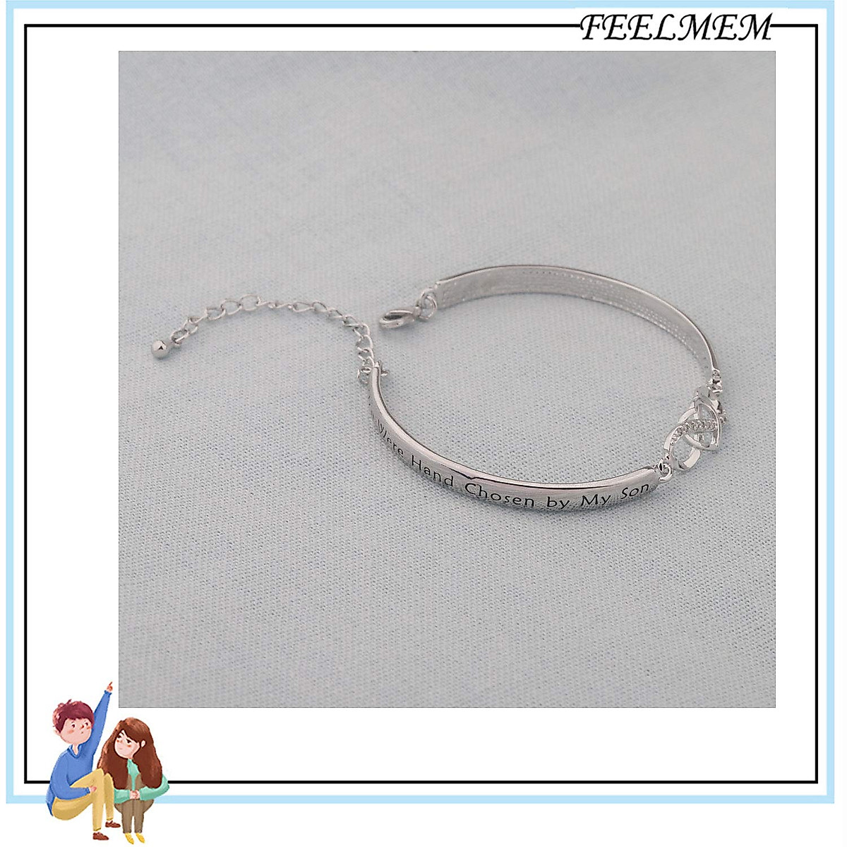 FEELMEM Daughter-in-Law Gift Bracelet You Were Hand Chosen by My Son and Are Like A Daughter to Me Gift for Daughter in Law(Bar bracelet silver)