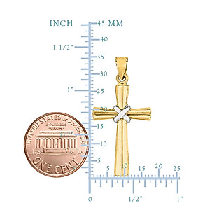 Jewelry Affairs 14k 2 Tone Gold Shiny Finish Cross Unisex Pendant