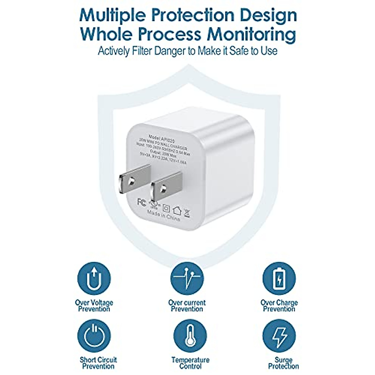 USB C Wall Charger, 2-Pack 20W Fast Charger for iPhone, PD3.0 Compact Charger Block Quick Charging, USB C Power Adapter Compatible with iPhone 13/13 Mini/13 Pro/13 Pro Max/12/12 Pro Max/11, and More