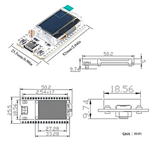 868MHz 915MHz WiFi LoRa 32 V3 Module Development Board Type-C SX1262 Integrated WiFi Bluetooth - ESP32 0.96 inch OLED Display 8MB Flash IOT Lora Dev-Board + Antenna U.FL IPEX to SMA 915MHz