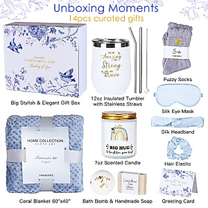 Self Care Gifts for Women, Get Well Soon Gifts for Women, Feel Better After Surgery Care Package with Blanket, Sympathy Gifts Thinking of You Birthday Gift Basket for Her Sister Best Friends Mom