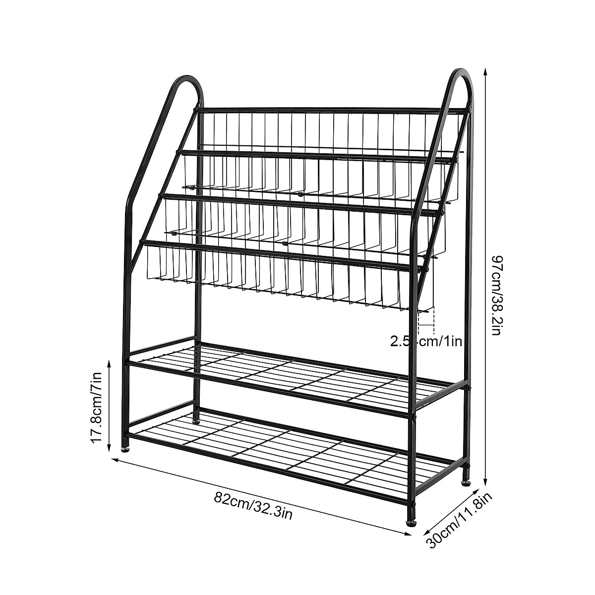 TTONSUE Kids Bookshelf Freestanding for Children Room Large Black Metal Bookcase Large Capacity Books Toys Organizer for Bookstore Library