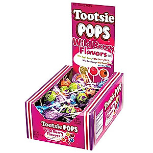 Tootsie Pops Assorted Wild Berry Flavors with Chocolatey Center, 3.75 Pound, 100 Count (Pack of 1), Peanut Free, Gluten Free