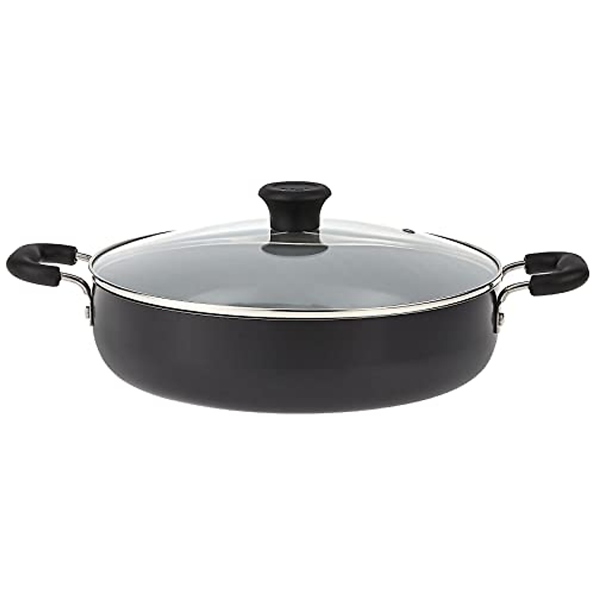 T-fal Specialty Ceramic Dishwasher Oven Safe Everyday Pan, 12"/ 5 qt, Black