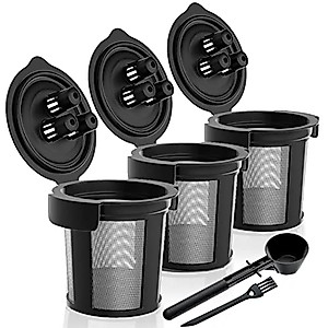 3 Ninja Reusable Coffee Filter Pods for Ninja Dual Brew Coffee Maker - Includes Scoop Funnel - For Ninja Coffee Maker DualBrew Pro, CFP201 CFP301 CFP400 - Reusable K Cups for Ninja Coffee Brewer
