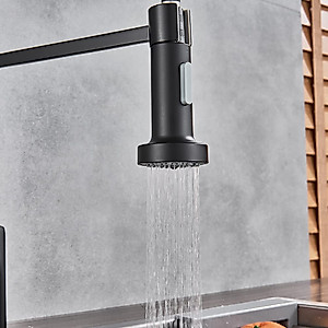 Kitchen Sink Faucet for Bar Farmhouse Commercial, Black/Brushed Kitchen Faucet, Deck Mounted Hot Cold Water Mixer Faucet, Spring Kitchen Pull Down Mixer Crane, 2 Function Spout ( Color : Black Bronze