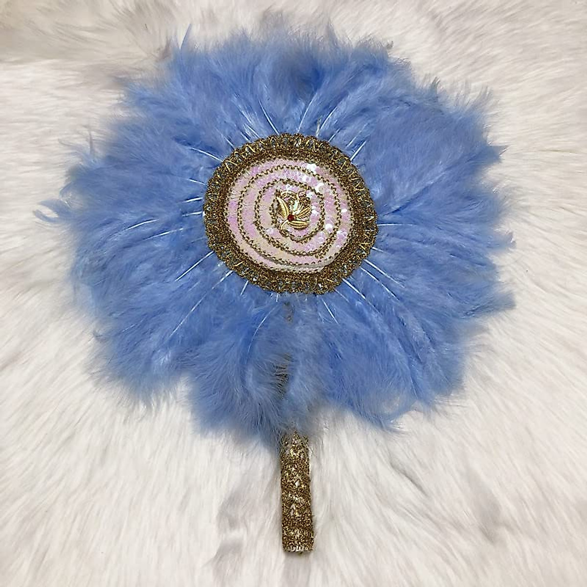 African Custom Wedding Feather Hand Fan for Wedding Handmade Lady Turkey Feather Fan Craft for Wedding Party Bride Hand Held Fan