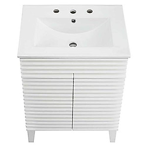 Modway Render Vanity with Sink-Floor, 24 Inch, White White
