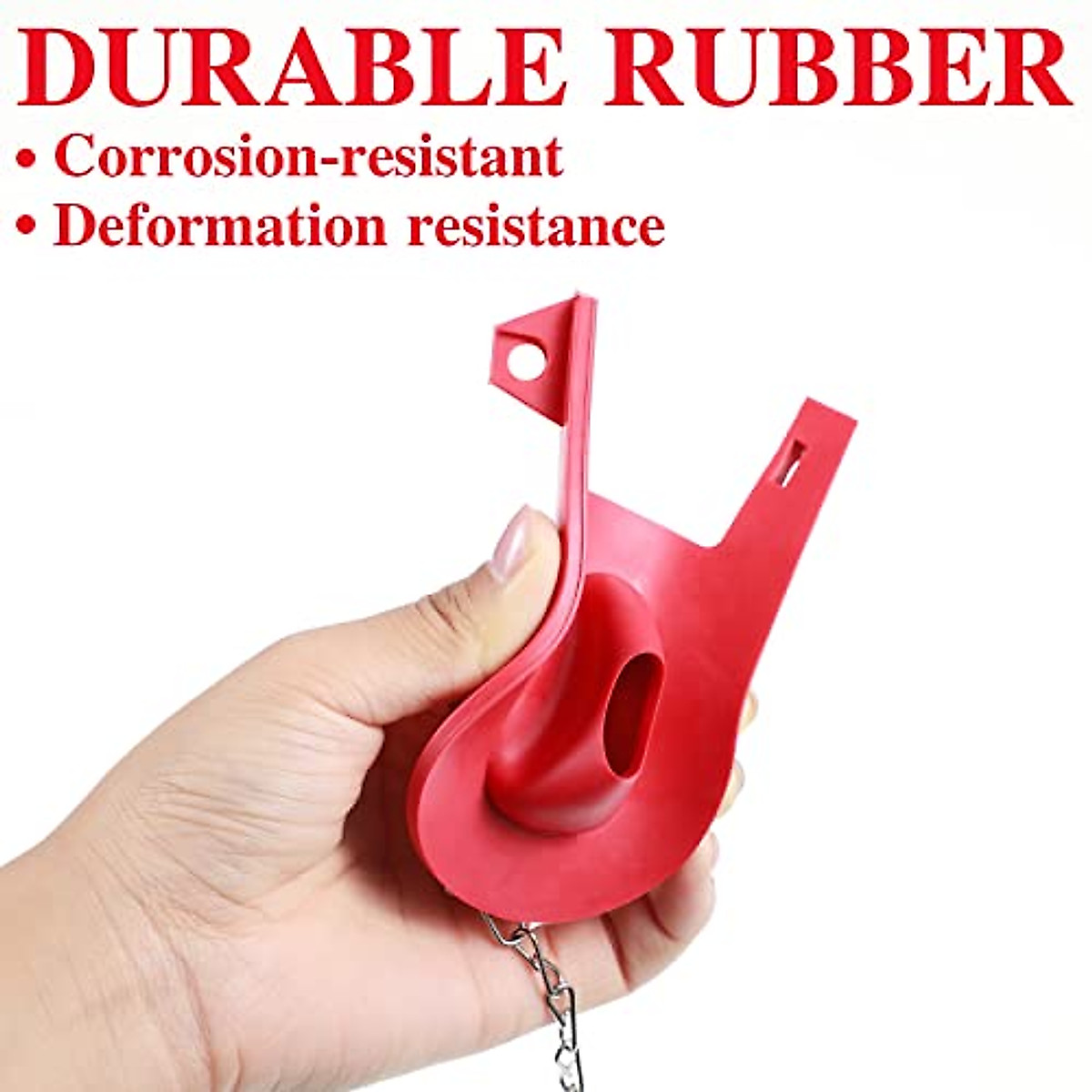 Toilet Flapper Replacement Kit Universal Toilet Plug Flapper with Stainless Chain Compatible with American Standard Use for 2 Inch Flush Valves, Water Saving (Red, 6 Pcs)