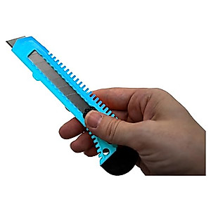 MotoProducts 100 Sky Blue Retractable Utility Knife Wholesale 6 inch Manual Lock Bulk Box Cutter Snap Off Blade