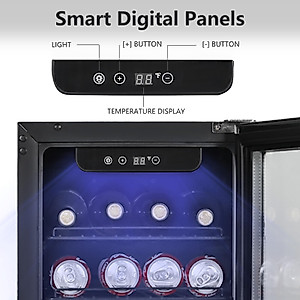 Beverage Refrigerator,ROCSUMOO15 Inch Beverage Refrigerator, 130 Cans Quiet Beverage Fridge, 15'' Beverage Cooler Under Counter with Glass Door and Lock for Built-in