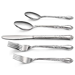 New Star Foodservice 58857 Rose Pattern, 18/0 Stainless Steel, (60 Piece Flatware Set)