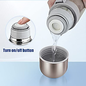 Stainless Steel Thermos Bottle, Supkit 17oz Thermos for Hot Drinks, BPA Free, Insulated Cup Keep Hot & Cold for Hours, Perfect for Biking, Camping, Office, Car or Outdoor Travel (Gold)