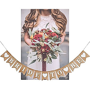 Shimmer Anna Shine Bride To Be Burlap Banner and Hearts Burlap Banner for Bridal Shower, Bachelorette, Engagement and Wedding Party Decorations