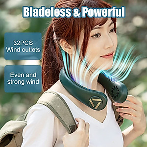NORMIA RITA Air-conditioned Neck Fan Personal Neck Fan with Refrigeration Chip, Bladeless Fan Portable AC Cooling Fan Wearable Fan for Travel, Outdoor, Fast Cool 50℉ - 68℉