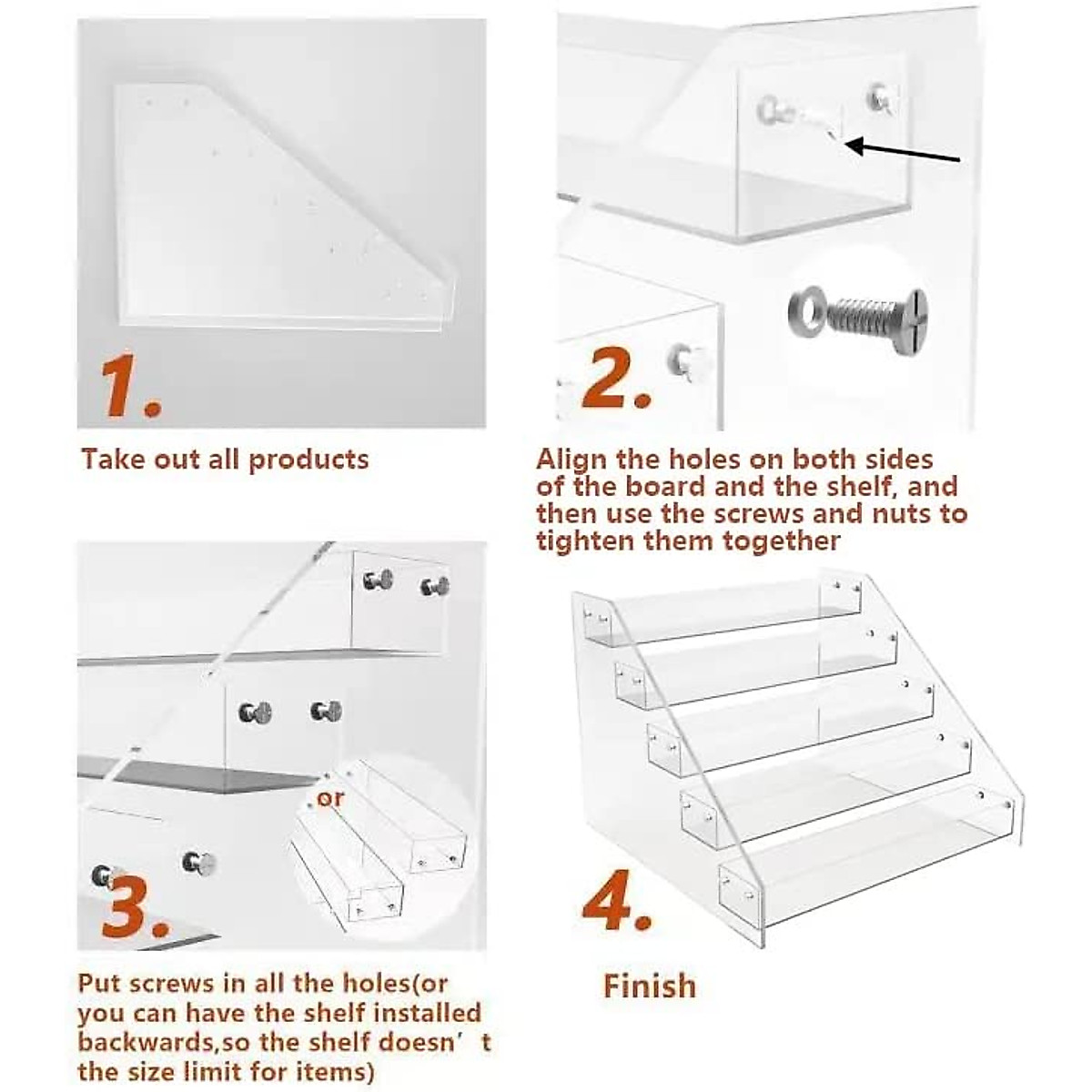 WUIVIUT Spice Rack Organizer For Cabinet, 1 4/5 in/Tier Acrylic Tiered Spice Shelf Can Storage Organizer for Kitchen Pantry Countertop