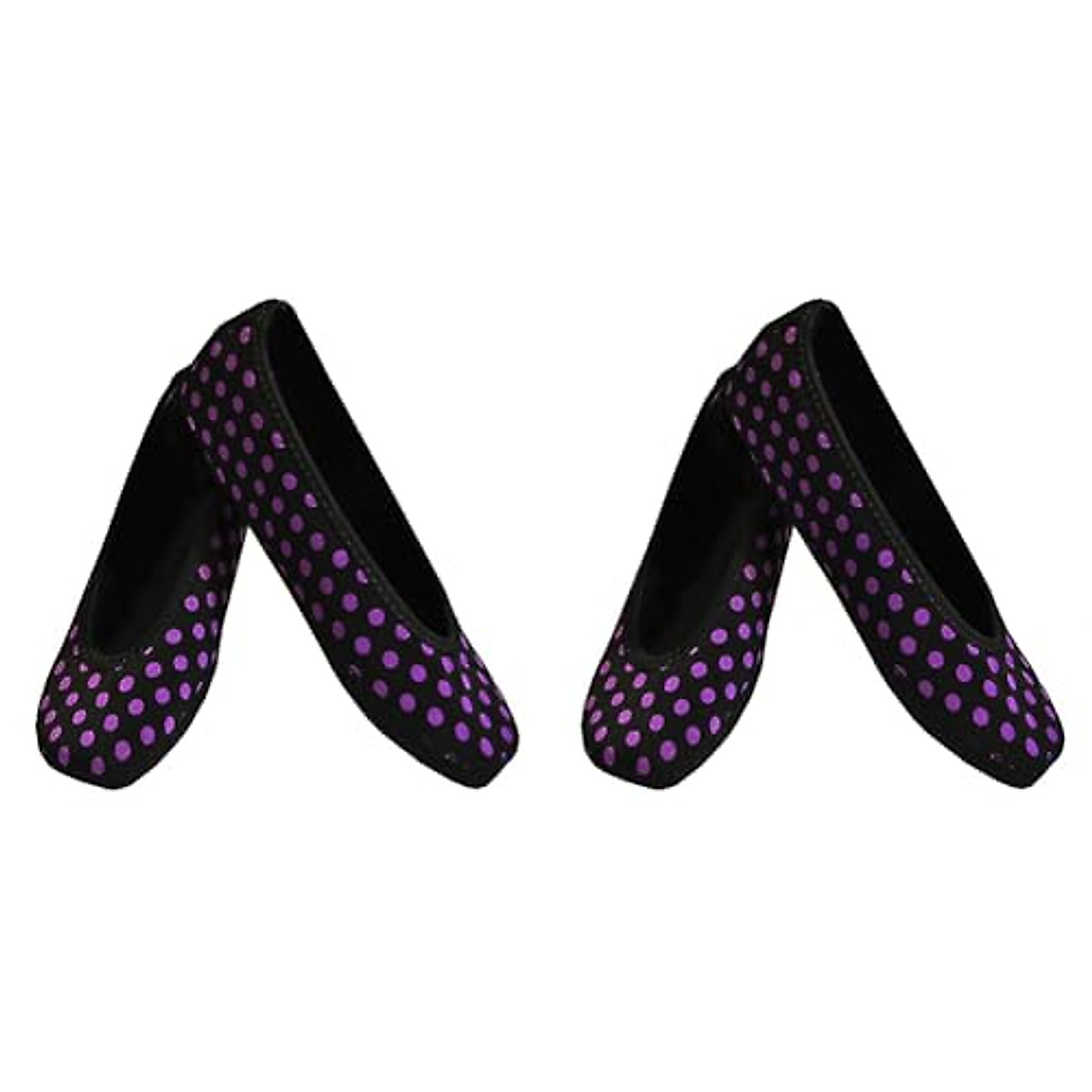 Nufoot Ballet Flats Women's Shoes Foldable & Flexible Flats Slipper Socks Travel Slippers & Exercise Shoes Dance Shoes Yoga Socks House Shoes Indoor Slippers Black with Purple Polka Dots Large