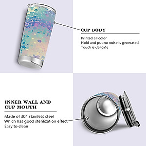 Wassud Circle Abstract 20 oz Tumbler with Lid and Straw Stainless Steel Double Wall Vacuum Tumblers Insulated Travel Coffee Mug for Cold and Hot Drinks