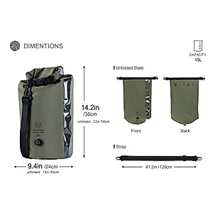 Noitullop Washbag Portable Washing Machine - 15L Fully Waterproof Dry Bag - Lightweight Compact Nylon Washing Machine - Portable Manual Clothes Washer Laundry Bag (Olive)