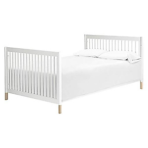 Babyletto Gelato 4-in-1 Convertible Crib with Toddler Bed Conversion in White and Washed Natural, Greenguard Gold Certified