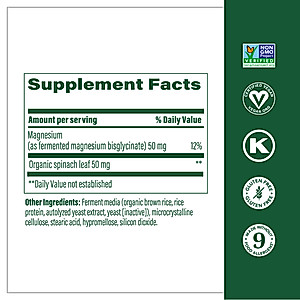 MegaFood Magnesium - Supports heart & nervous system - Magnesium Supplement with fermented Magnesium Glycinate - Vegan, Gluten-Free, Non-GMO and Kosher - Made Without 9 Food Allergens - 60 Tabs