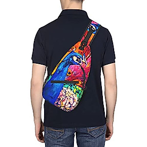 Sling Bag Oil Painting Colorful Peacock Hiking Daypack Crossbody Shoulder Backpack Travel Chest Pack for Men Women
