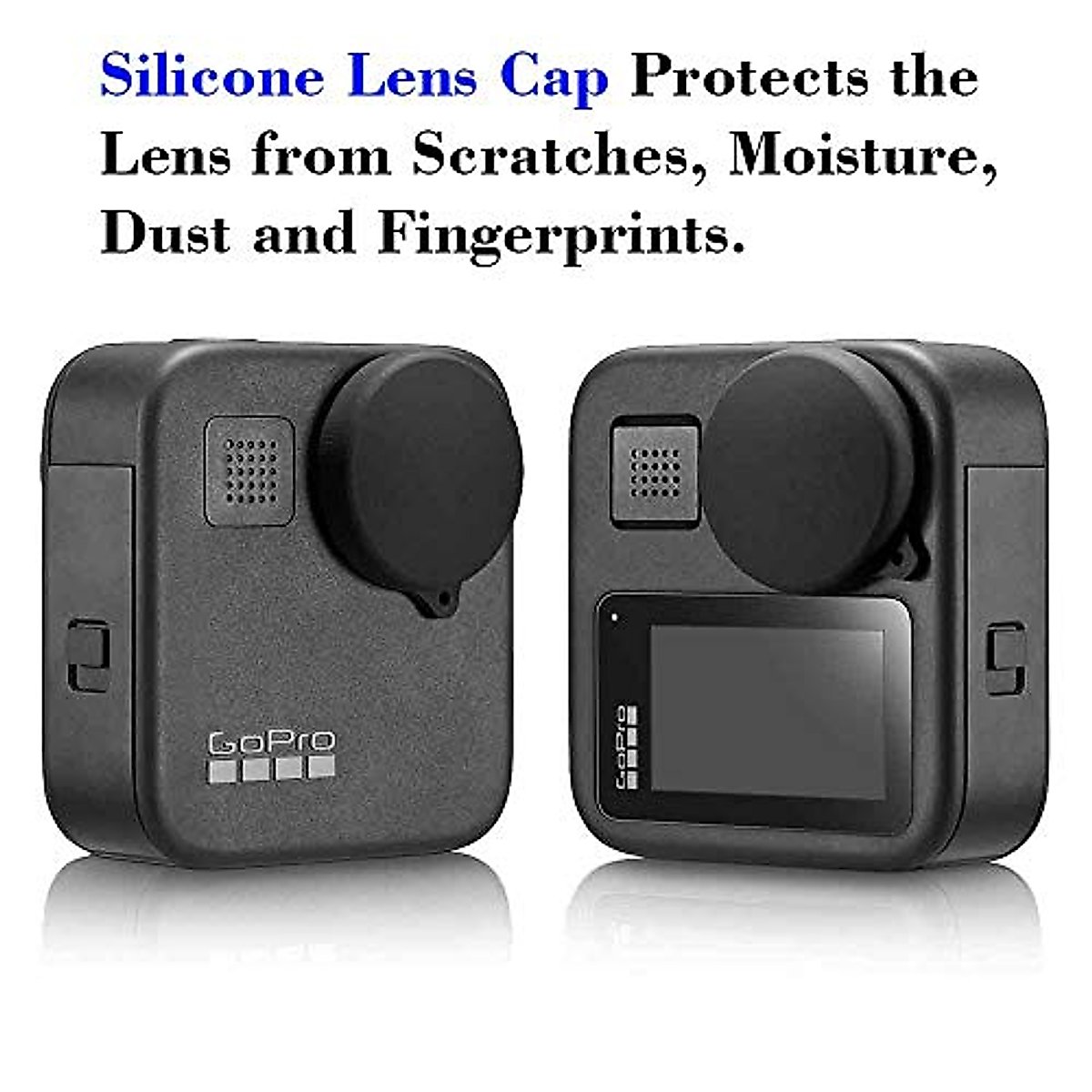 Rubber Lens Cover Cap for GoPro MAX Waterproof 360 Camera with Keeper, ULBTER Elastic Lens Cap Leash Keeper Prevent Lens Cap Lost Accessory for Go pro Max [2+2 Pack]
