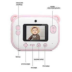 Children Mini Camera, Makes Eyes Less Fatigued 2.4‑Inch IPS Color Screen Kids Digital Camera, Travel Girls for Children Home(Pink)