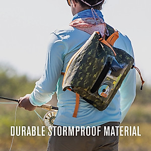 Chums Storm Sling LTD Crossbody Backpack – Adjustable Hiking & Fishing Gear Sling Bag For Men and Women (Fish Camo Green)