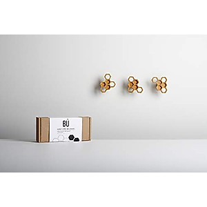 BU Products Honeycomb Wooden Wall Hooks – Set of 3 Wall Mounted Coat Hooks for Hanging Hats, Scarves, Bags, Dog Leads, Towels and More.