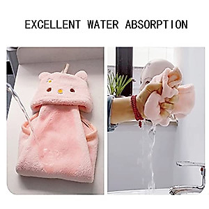 TRYTUTRY 6 Packs Cute Kids Hand Towels with Hanging Loop, Soft Toddlers Hanging Hand Towels, Absorbent Hanging Towels for Bathroom, Kitchen, Home