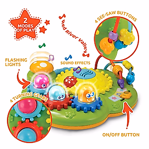 KiddoLab Activity Center Fun Ride Garden - Press & Play Sensory Toy with Sounds Effects & Music - Baby Learning Toys with Pop Up Lights & Gears - Birthday Gift for Babies Ages 6 Months Old & Up