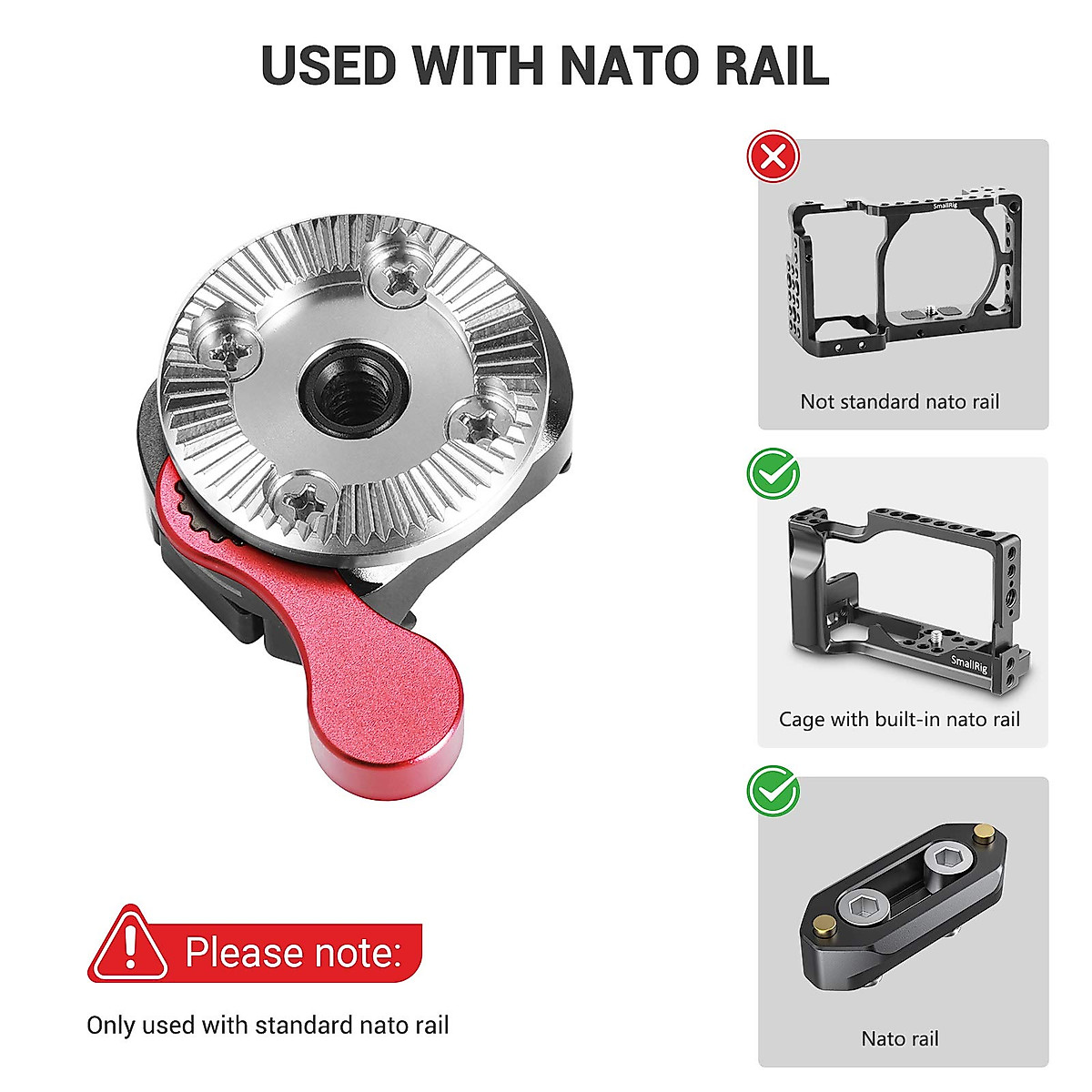 SmallRig Quick Release Rosette Mount, Rosette to NATO Clamp Adapter for Rosette Handle Grip for Arri Standard, DIY Camera Rig - 2046