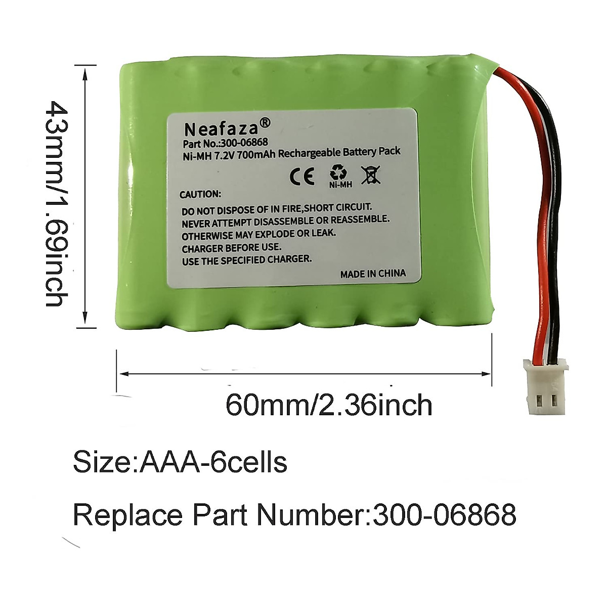 NEAFAZA 300-06868 Battery 7.2V 700mAh Compatible with Touchpad Home Security Intrusion WLTP100 8DLLKP500 8DLTSSCBASE1 8DLWLTP100 Lyric TSS Keypad