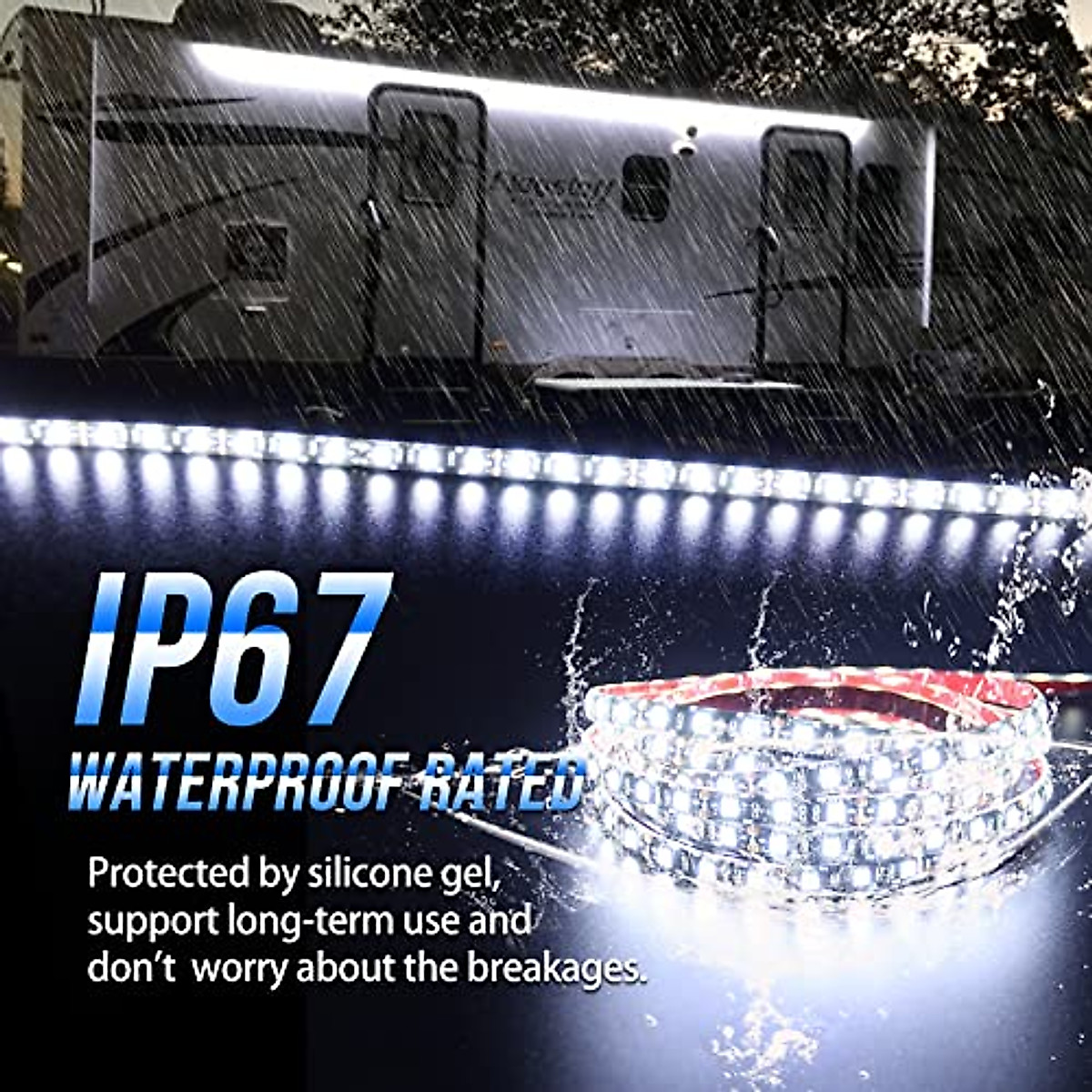 TIPHOPE RV Led Awning Party Light, 16.4FT Camper Led Awning Strip Light Cool White 12V Waterproof RV Exterior Lighting for RV Camper Motorhome Travel Trailer Concession Stands Food Trucks