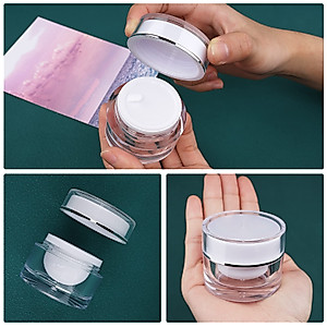 Cosywell 4pcs 0.5oz Plastic Cream Jars 15 Gram Clear Lotion Travel Containers with Lids Leak Proof Wide Mouth Moisturizer Container for Creams Beauty Products Cosmetics Powder Jewelry (0.5oz, Clear)