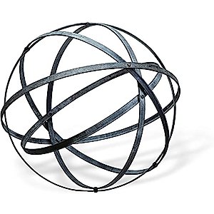 Foreside Home and Garden Black Large Distressed Metal Decorative Sphere Sculpture, 42