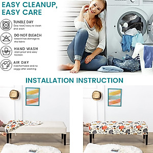 Eco-Ancheng Chair Cover Dining Bench Cover Removable Bench Slipcover Dining Chair Covers Stretch Bench Seat Furniture Protector Dining Chair Slipcovers for Living Room and Kitchen