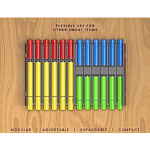 TOOLI-ART 72 Art Marker Storage Tray Desk Organizer Holder, Adjustable Dividers, Modular, Expandable, Stackable, Fit Most Pen, Pencil, Brushes. School, Home, Multi Purpose Tinted Plastic 6 Trays