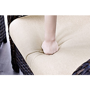 HUMMUH Outdoor Loveseat Sofa 2-Seat PE Rattan Patio Love Seat with Cushions,Deep Seat High Curved Back Armset Sectional Couch for Patio,Garden,Yard,Porch