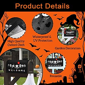 Welcome Halloween Clown Mailbox Covers Magnetic Standard Size 21x18 Inches, Hallowen Horror Movie Decor Post Box Cover Wraps Funny Garden Yard Decor