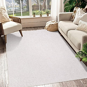 GAOMON Machine Washable Area Rug 5x7 Modern Solid Weaving Textured Area Rug for Living Room Bedroom Farmhouse Non-Slip Stain Resistant Accent Rug Carpet for Home Decor Floor Decoration, Cream