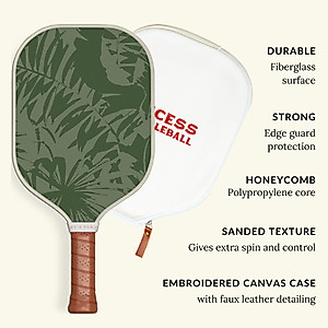 Recess Pro Performance Pickleball Paddle Set - 2 Fiberglass Paddles with Honeycomb Core, 3 Premium 40-Hole Pickle Balls - Ergonomic Sweat-Resistant Foam Grip, Durable Canvas Cover - USAPA Certified