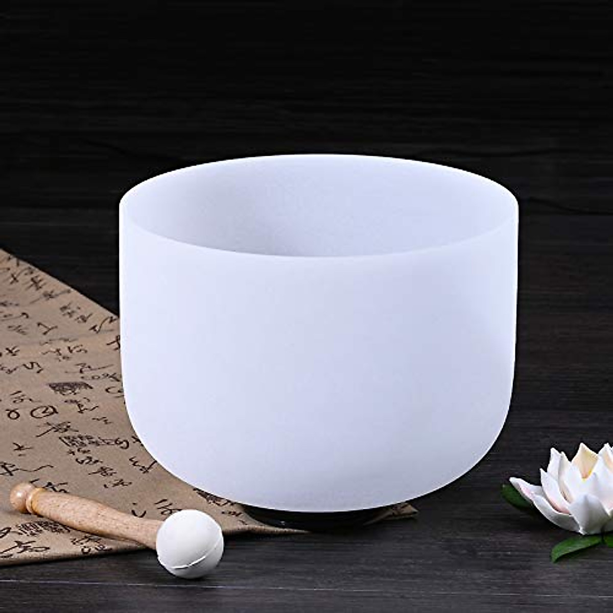 CVNC 440Hz 8 Inch F Note Heart Chakra Frosted Quartz Crystal Singing Bowl with Carry Case bag and Mallet