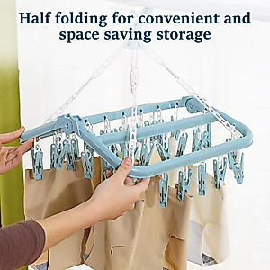 ZHOSXRC Clip and Drip Hanger,Clothes Hanger Drying Rack,32 Clips Plastic Hanging Drying Rack,Sock Hangers Windproof Clip and Drip Hanger for Drying Socks, Bras, Towel, Underwear, Baby Clothes