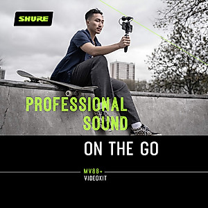 Shure MV88+ Video Kit - Digital Stereo Condenser Microphone for Apple and Android, with Manfrotto PIXI Tripod, Phone Clamp, Mount, iOS and USB-C Cables for Next-Level Connectivity (MV88+ Video KIT)